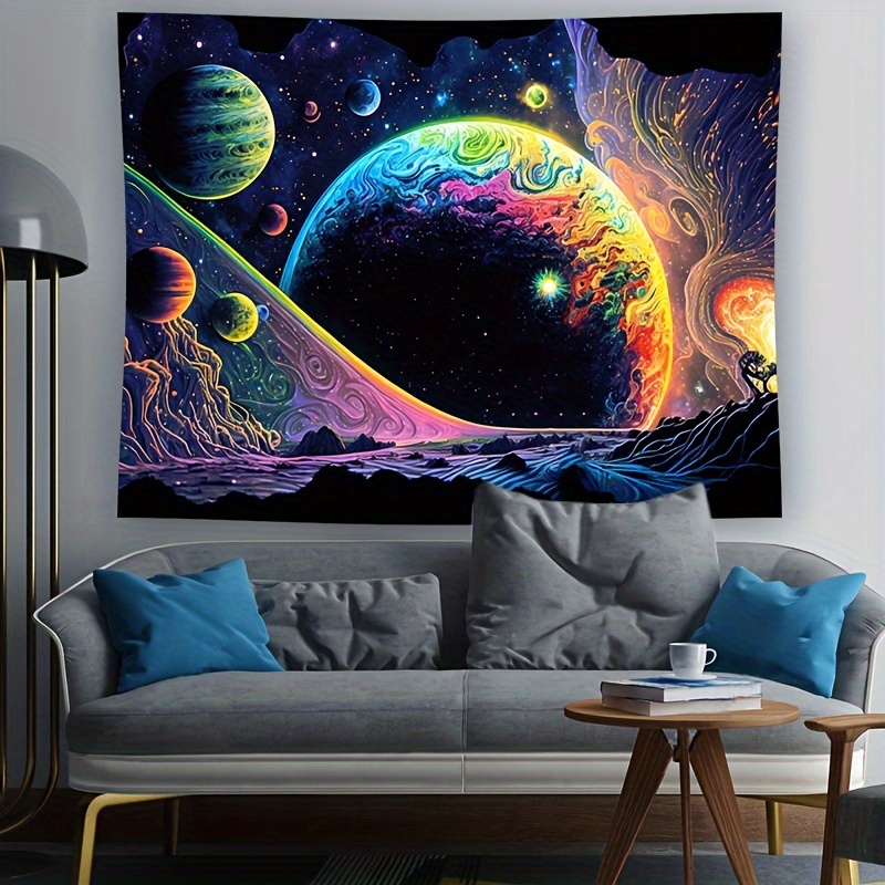 Hippie Blacklight Uv Reactive Space Tapestry bohemian - Temu Canada