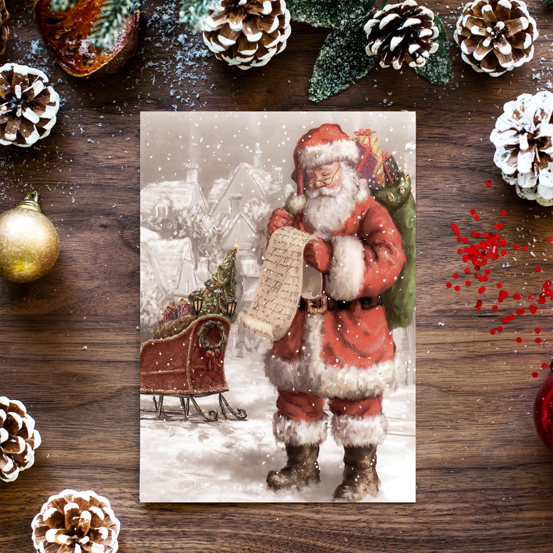 Canvas Poster Vintage Art Santa Claus Christmas Theme Poster - Temu ...