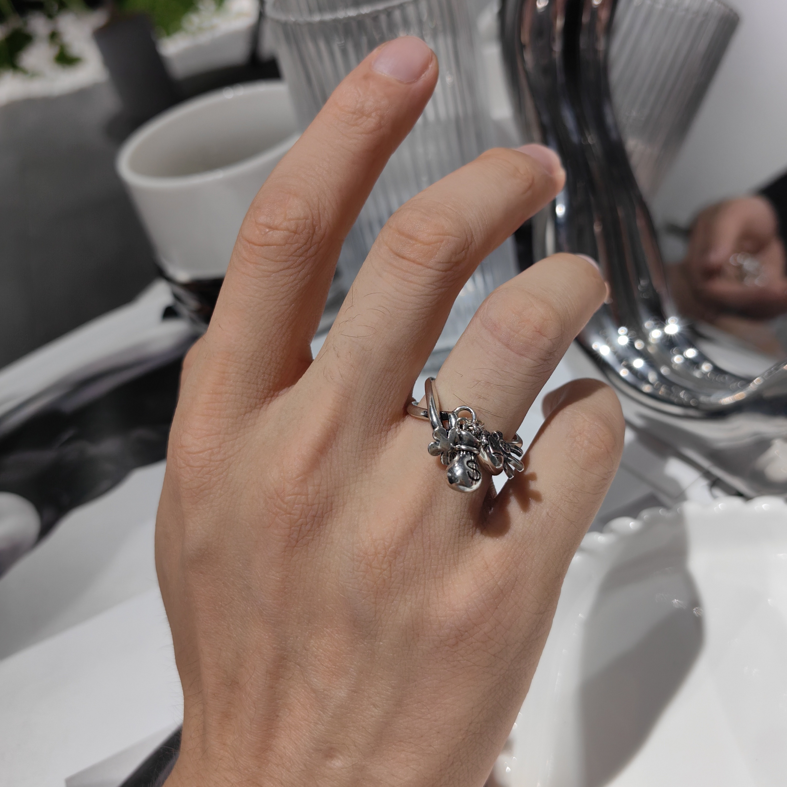 Copper ring in index finger store