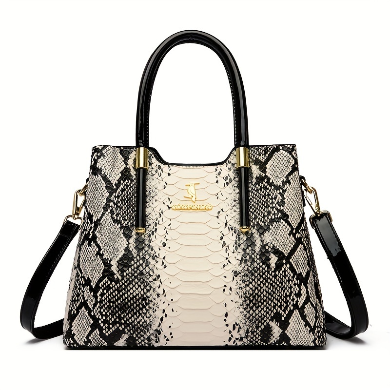 Fashion Snakeskin Top Handle Satchel Luxury Crossbody Bag - Temu United ...