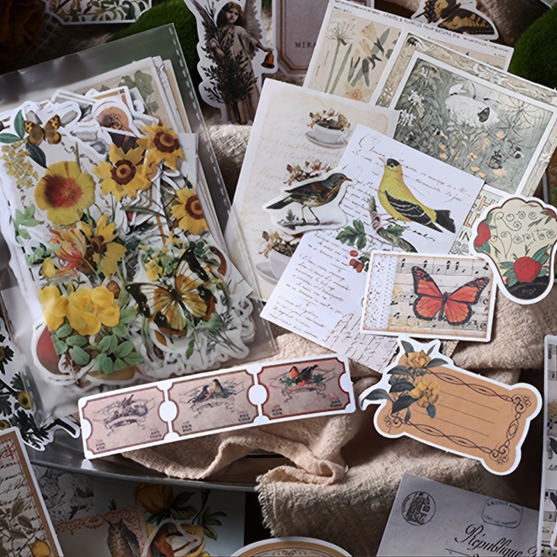 Retro Plant Flower Hand Account Decorative Stickers Mixed - Temu United ...