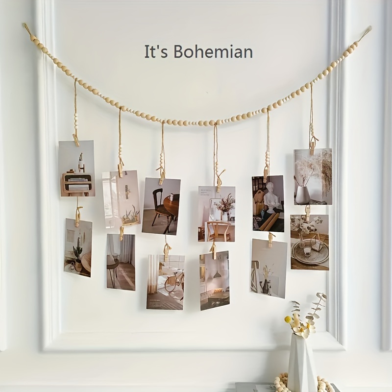 Rustic Country Decor Wall Hanging Photo Display Wood Beads - Temu Australia