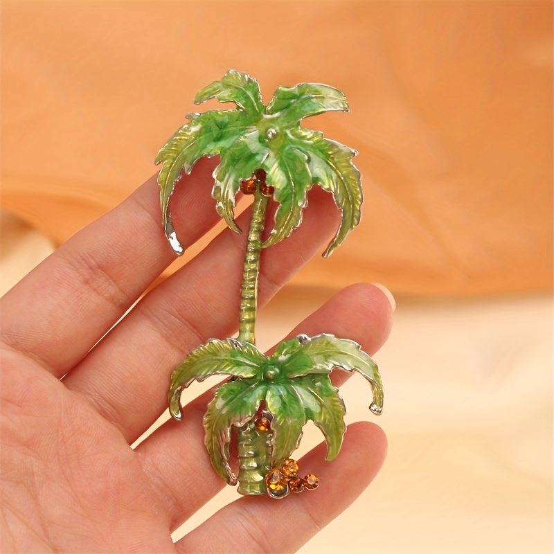 Fashion Green Coconut Tree Brooch Pin Men Creative Plant - Temu Ireland