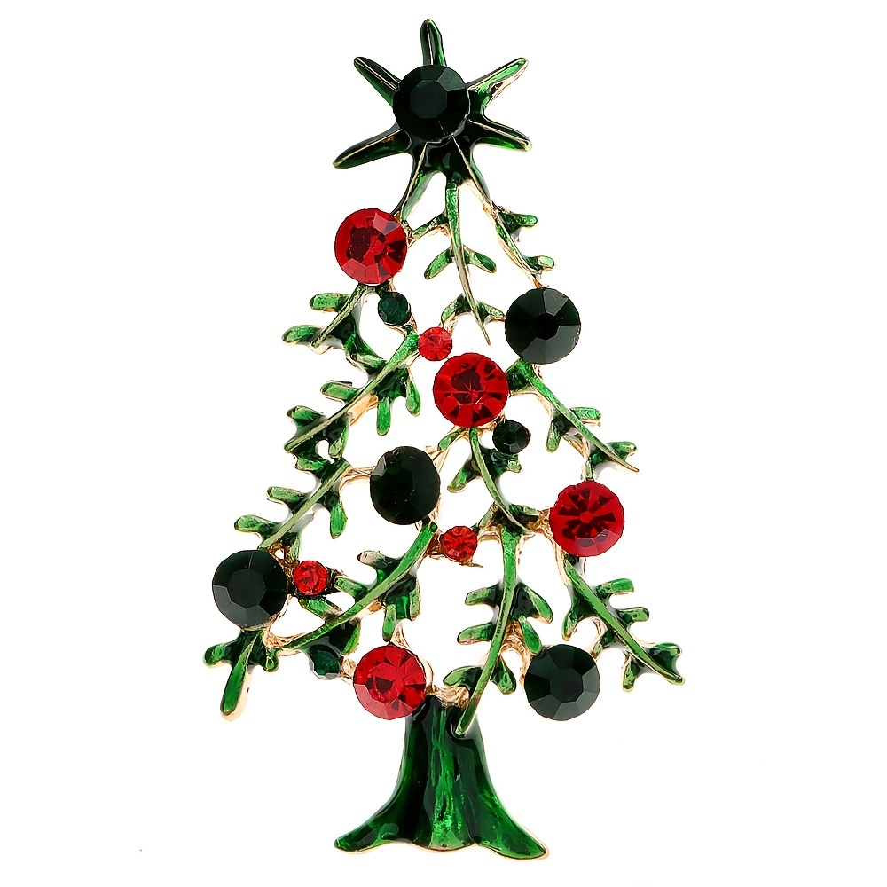 Colorful Christmas Tree Brooch Inlaid Shiny Rhinestone - Temu United ...