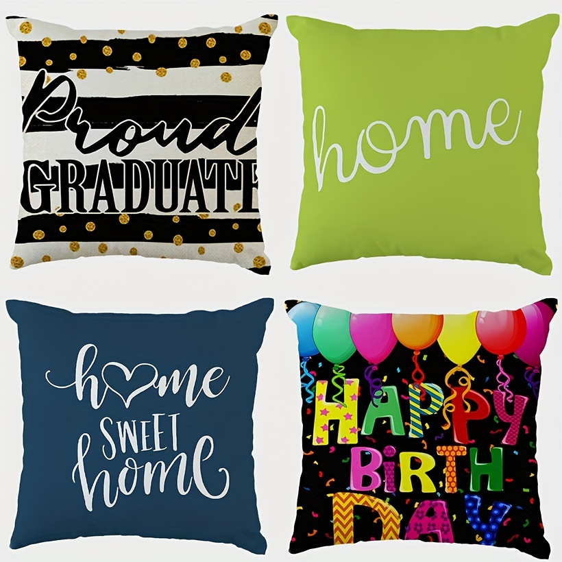 Square Cushion Cover Letters Blessing Words Series Zipper - Temu New ...