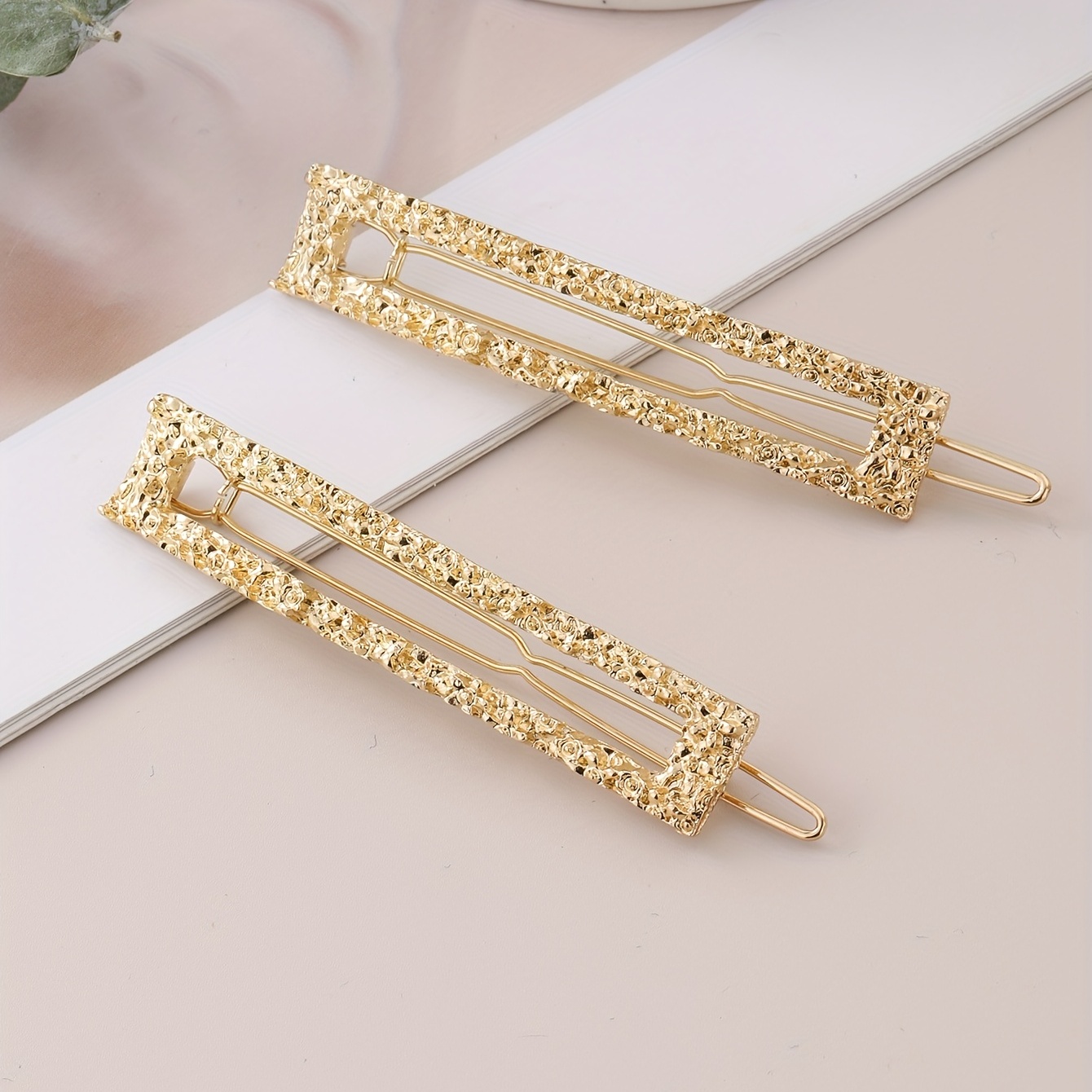 Golden Rectangular Side Clip Two Piece Set For Women - - Temu New Zealand