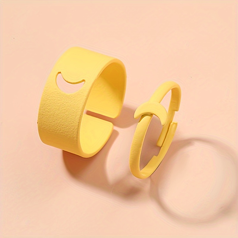 Solid Color Splicing Open Rings Creative Moon Finger Rings - Temu ...