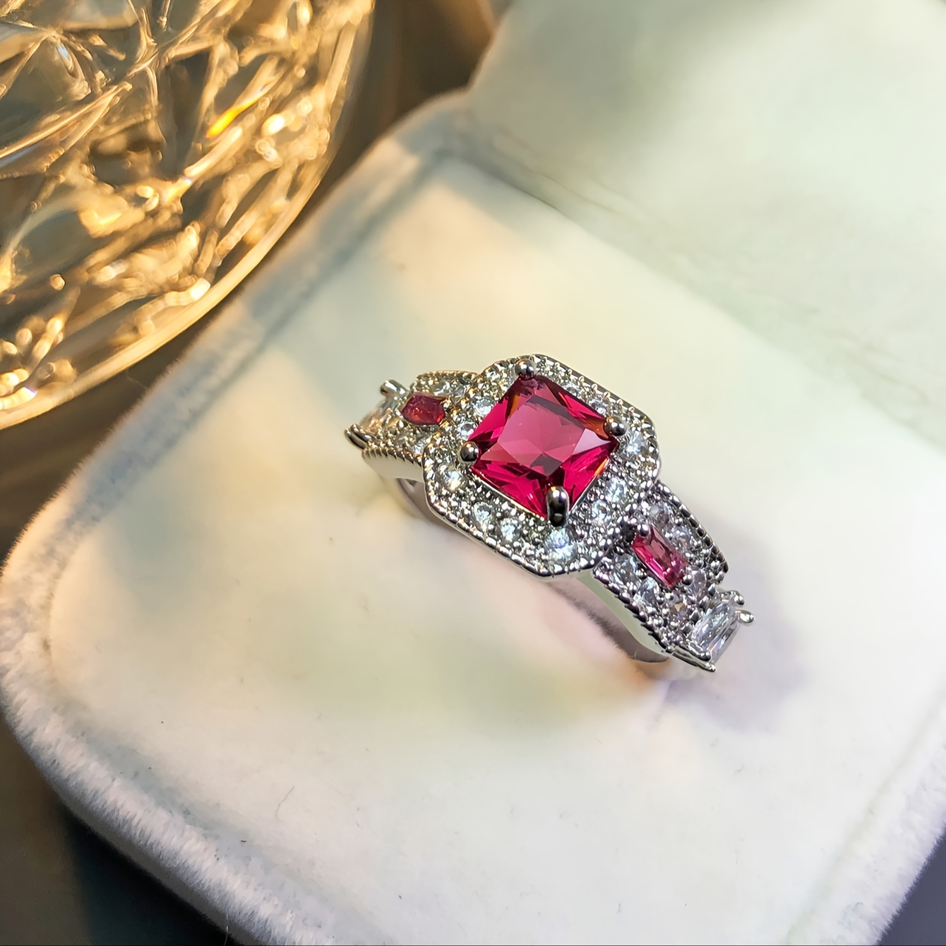 Women's Personality Luxury Square Zircon Ring Wedding - Temu United Kingdom