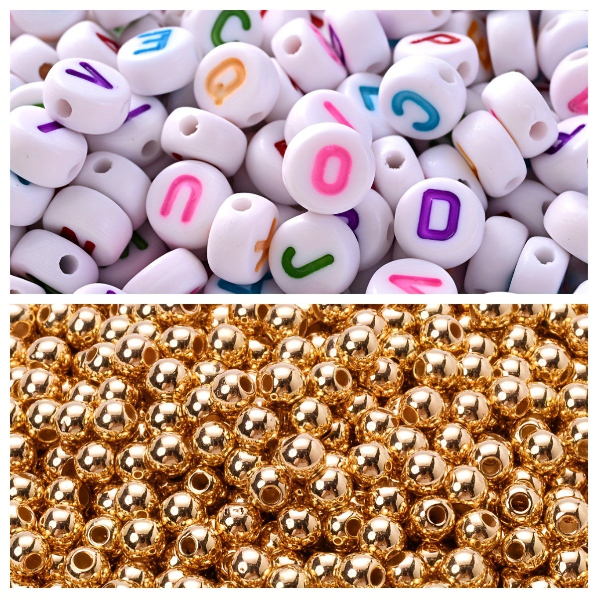 Letter Beads Set Box, Flat Round Acrylic Letter Beads, Mixed Golden Ccb ...