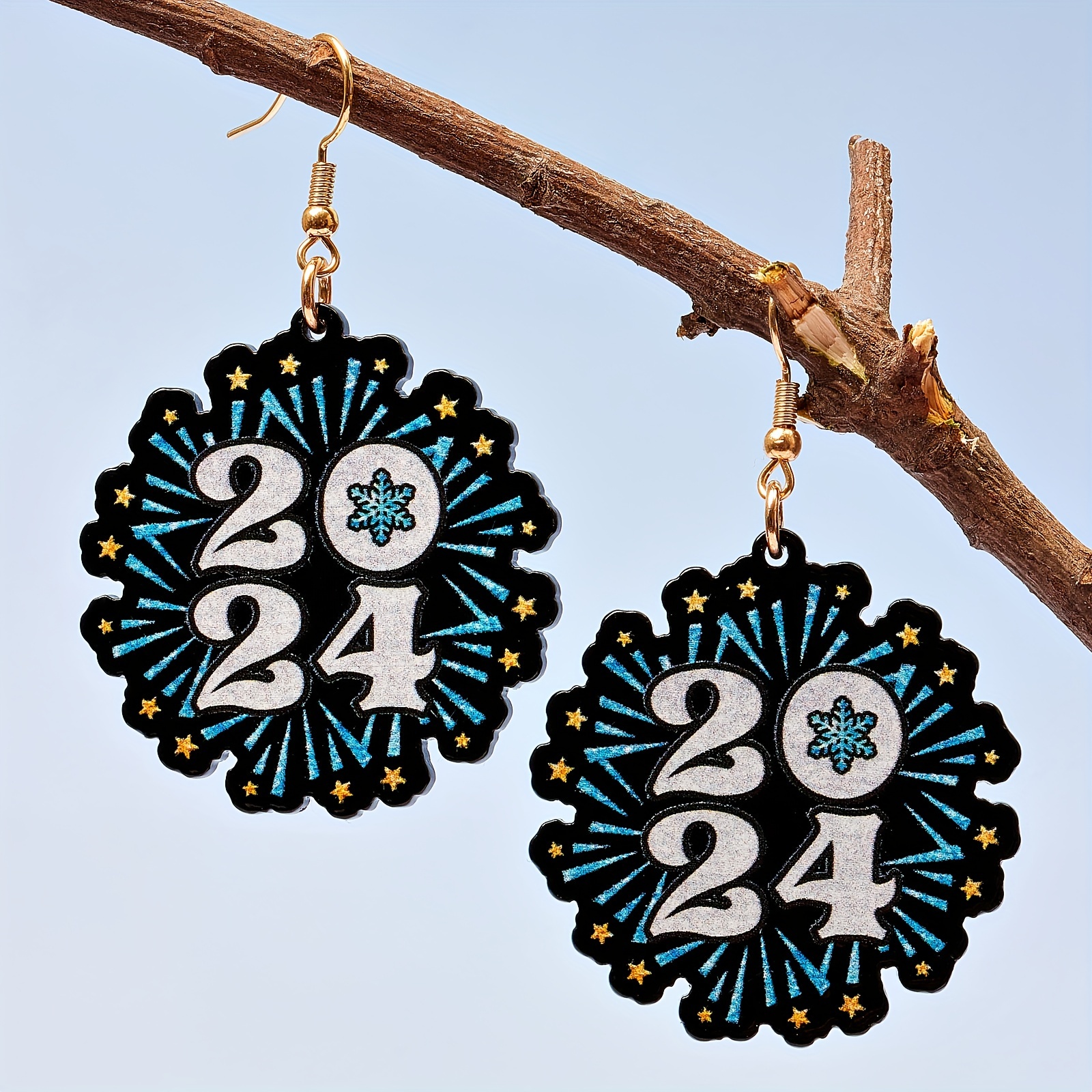 2024 Happy New Year Ear Jewelry Fireworks Design Number - Temu United ...