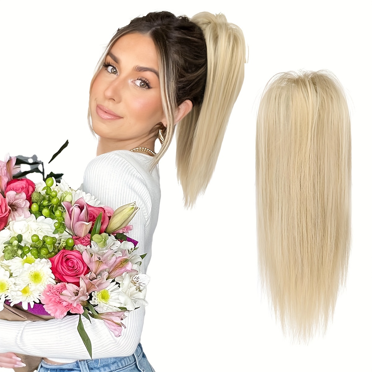 Clip In tail Extension Claw Clip Straight Hair - Temu Australia