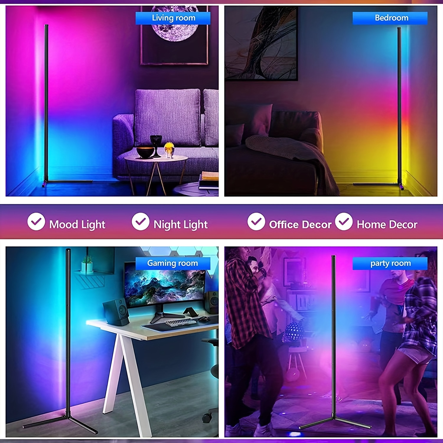 1 Stuks LED-hoeklamp, Vloerlamp, Sfeerlamp - Temu Netherlands