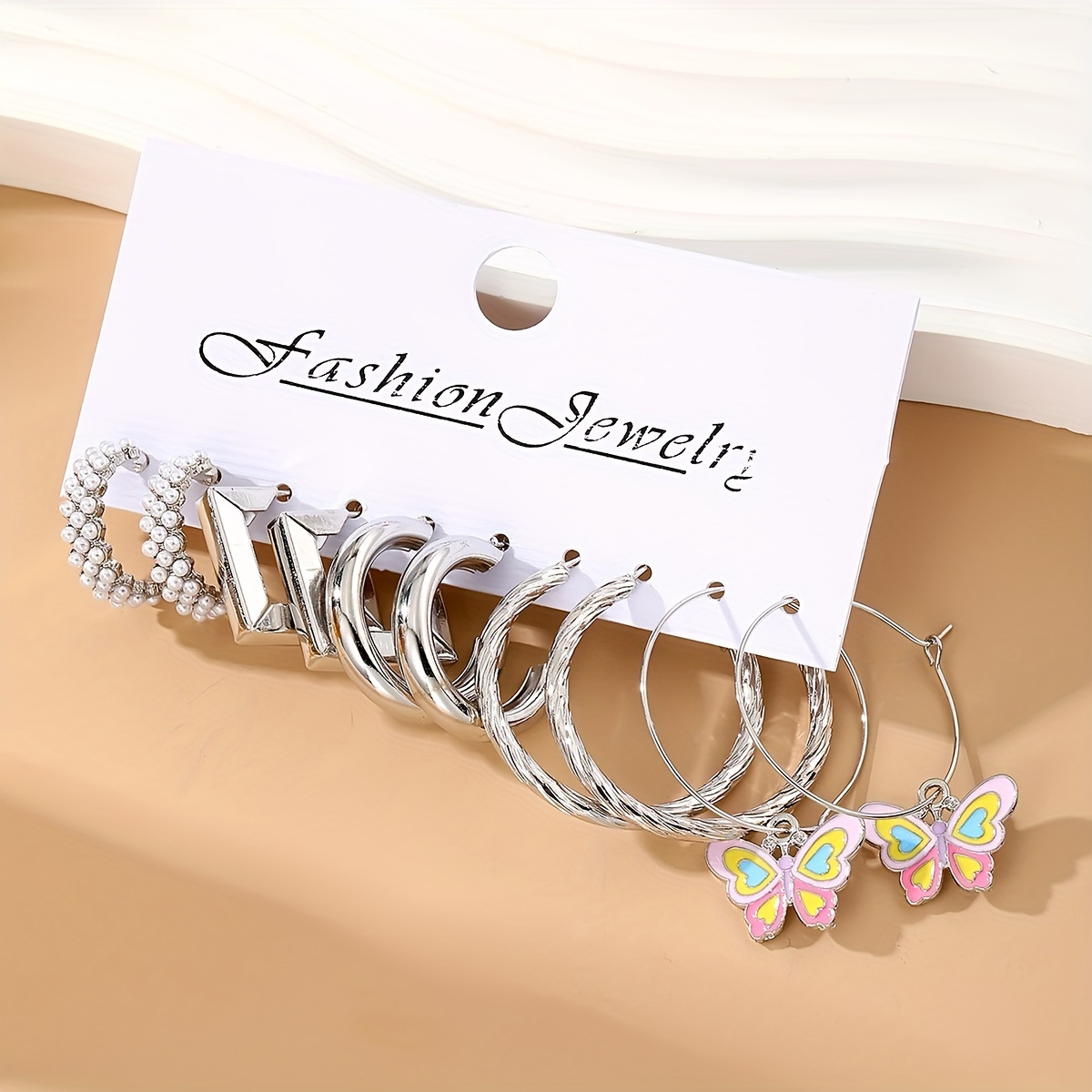 Baked Paint Colorful Butterfly Geometric Hoop Earrings Set - Temu ...