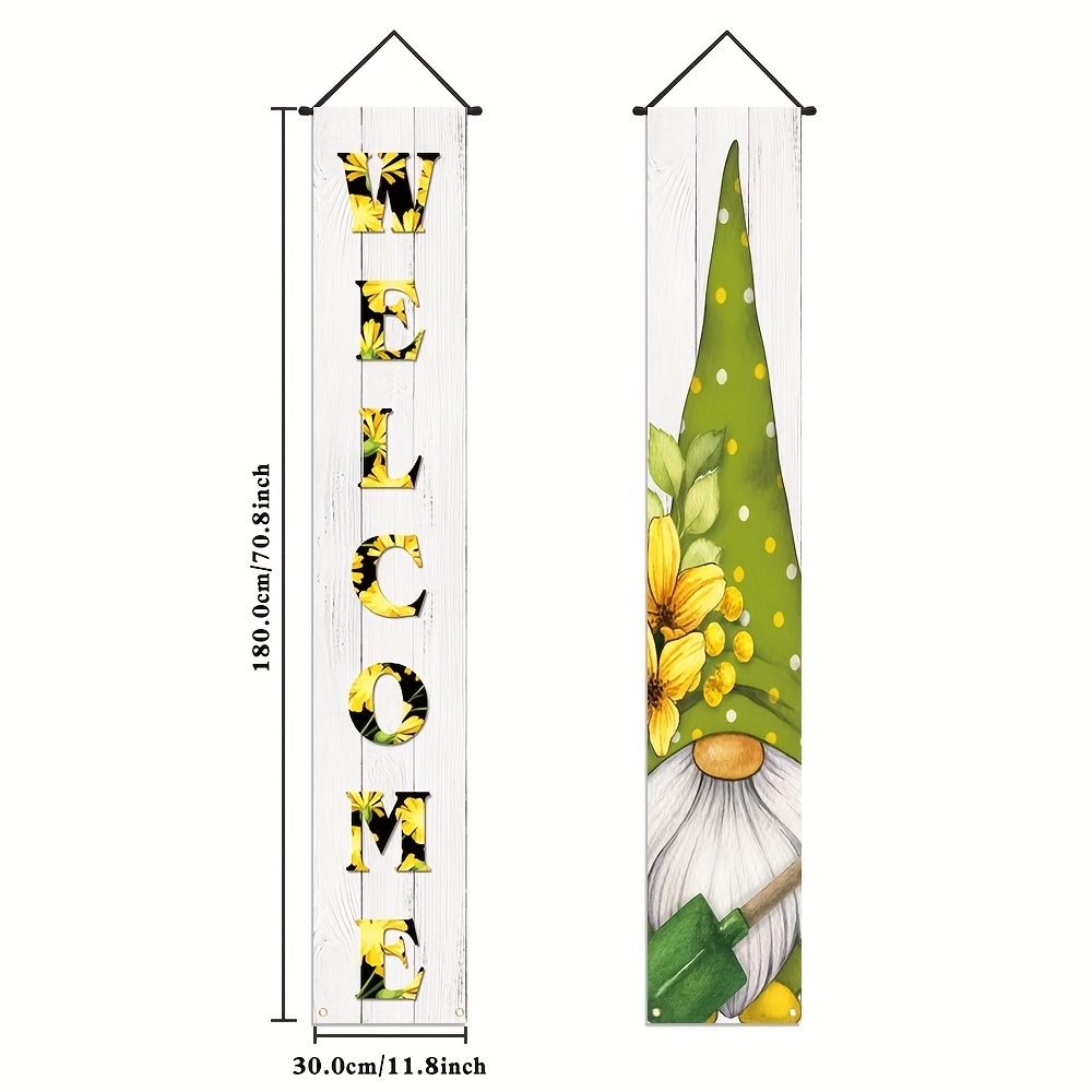 Welcome Spring Front Door Porch Signs Polyester Gnome Floral - Temu Canada