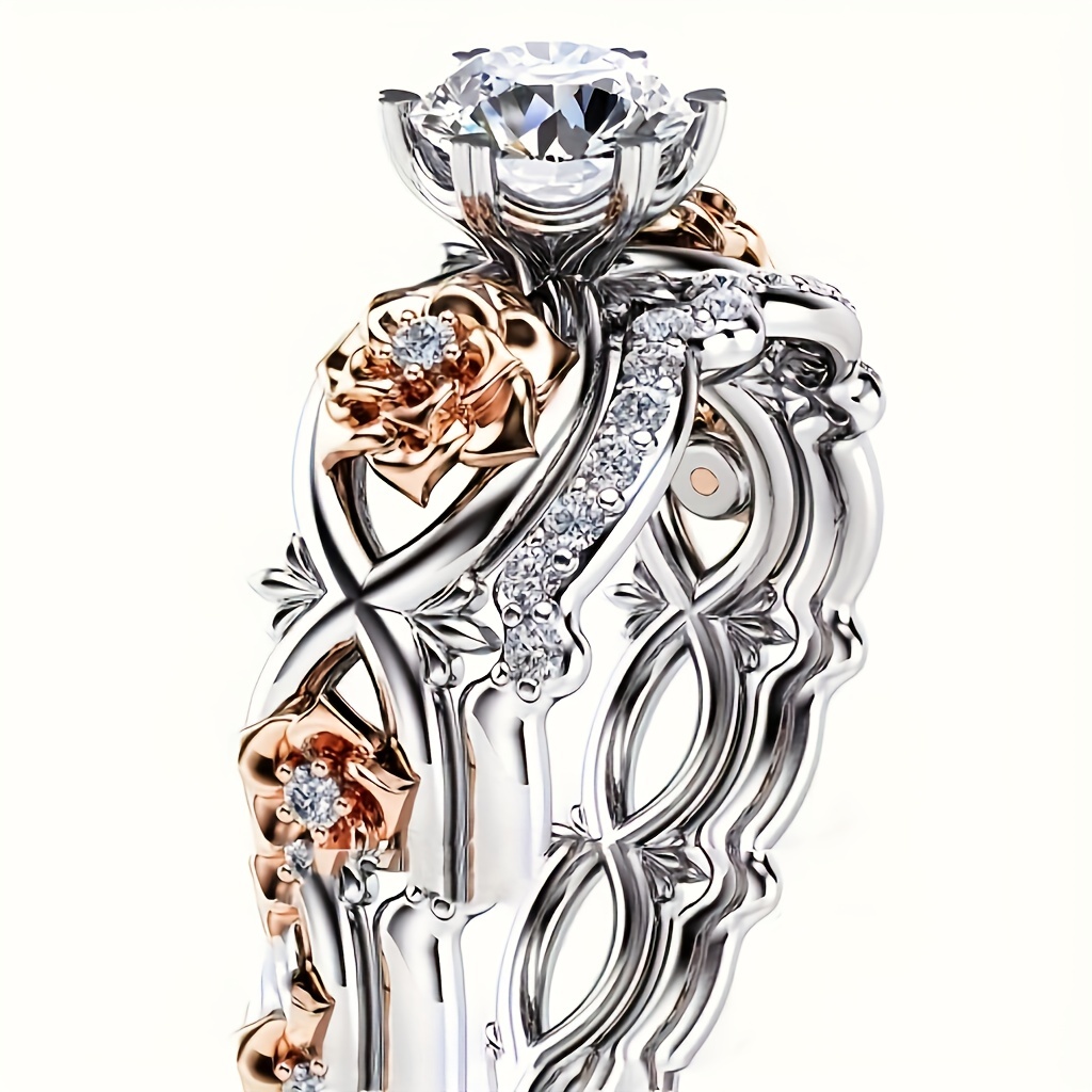 Trendy Luxury Rose Lover Rings Men Wedding Engagement - Temu United Kingdom