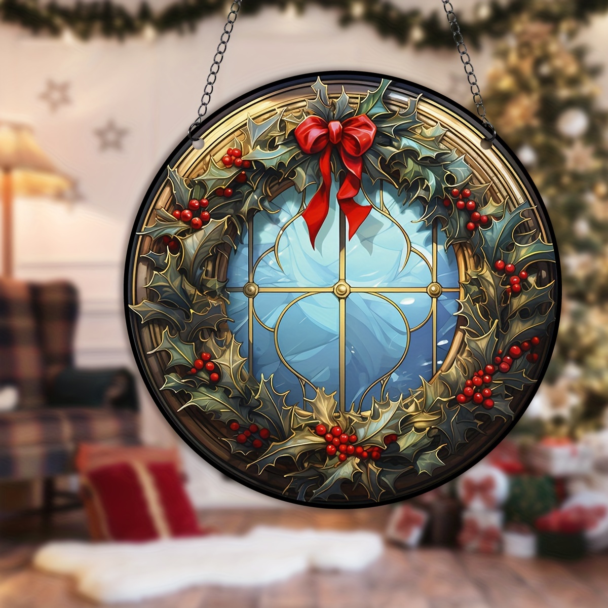 Wreath Suncatchers Stained Window Hanging Colorful - Temu Canada