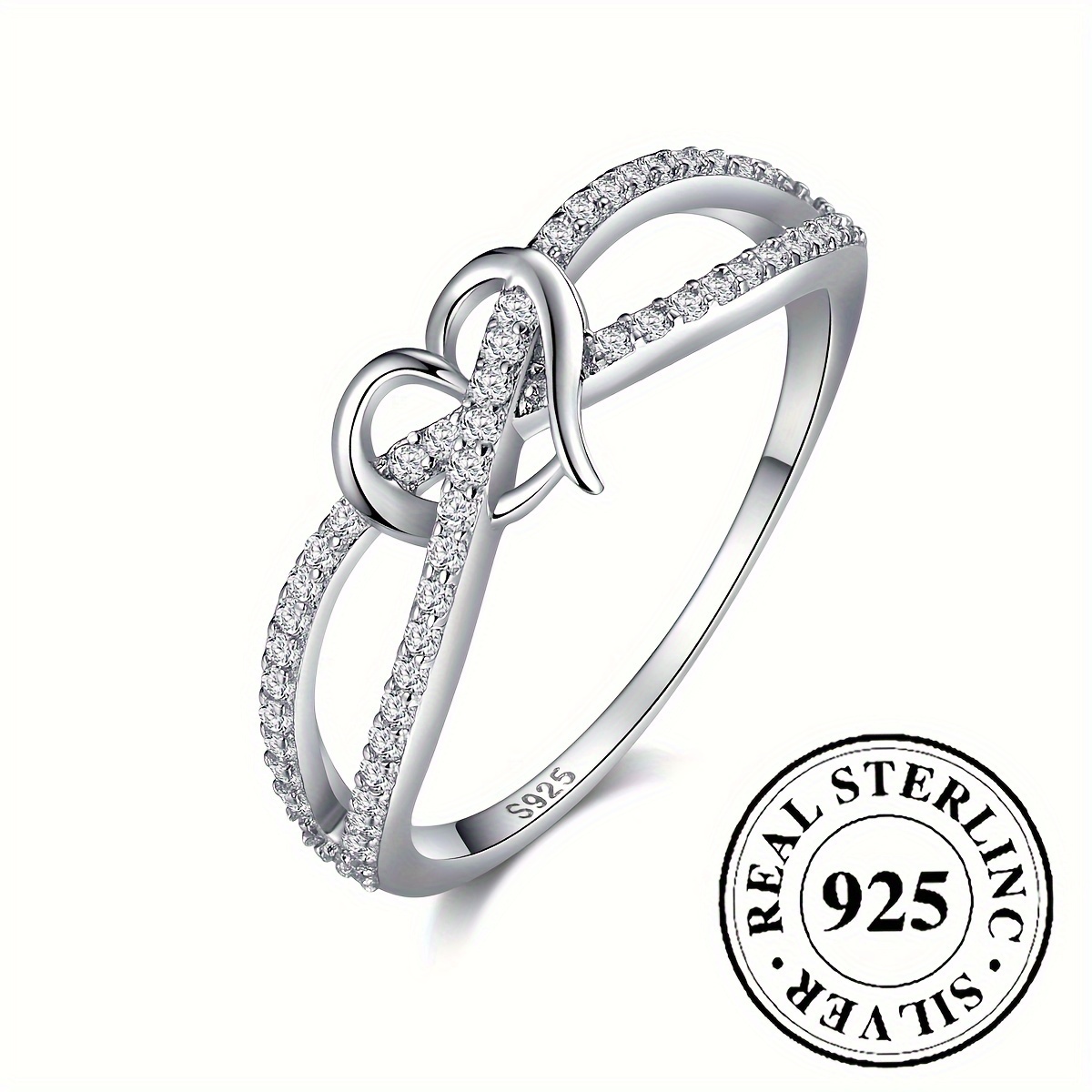 925 Sterling Silver Ring Trendy Heart + Infinity Design - Temu United ...