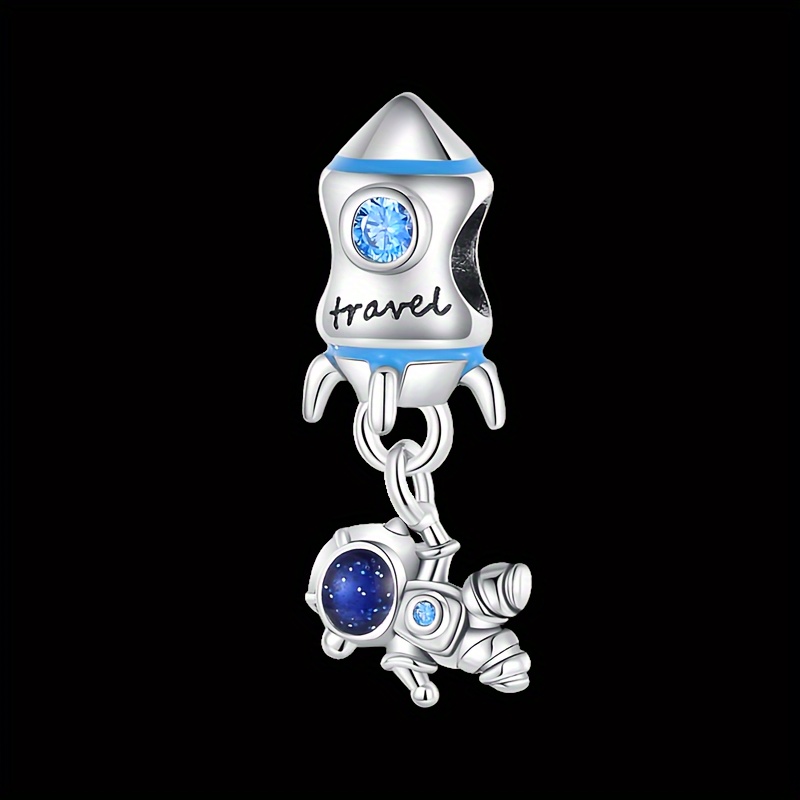 100% 925 Sterling Silver Colorful Rocket Dangle Charms Fit - Temu Denmark