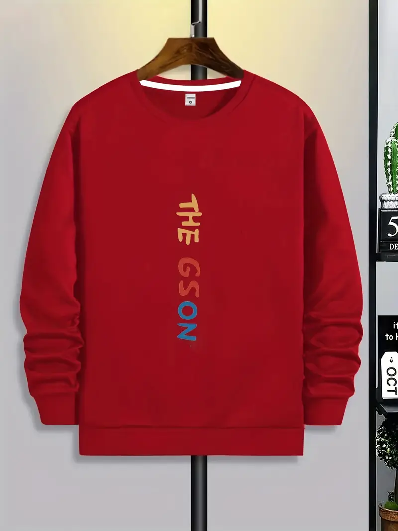 Letter Print Crew Neck Sweatshirt Mens Casual Vintage Temu Ireland
