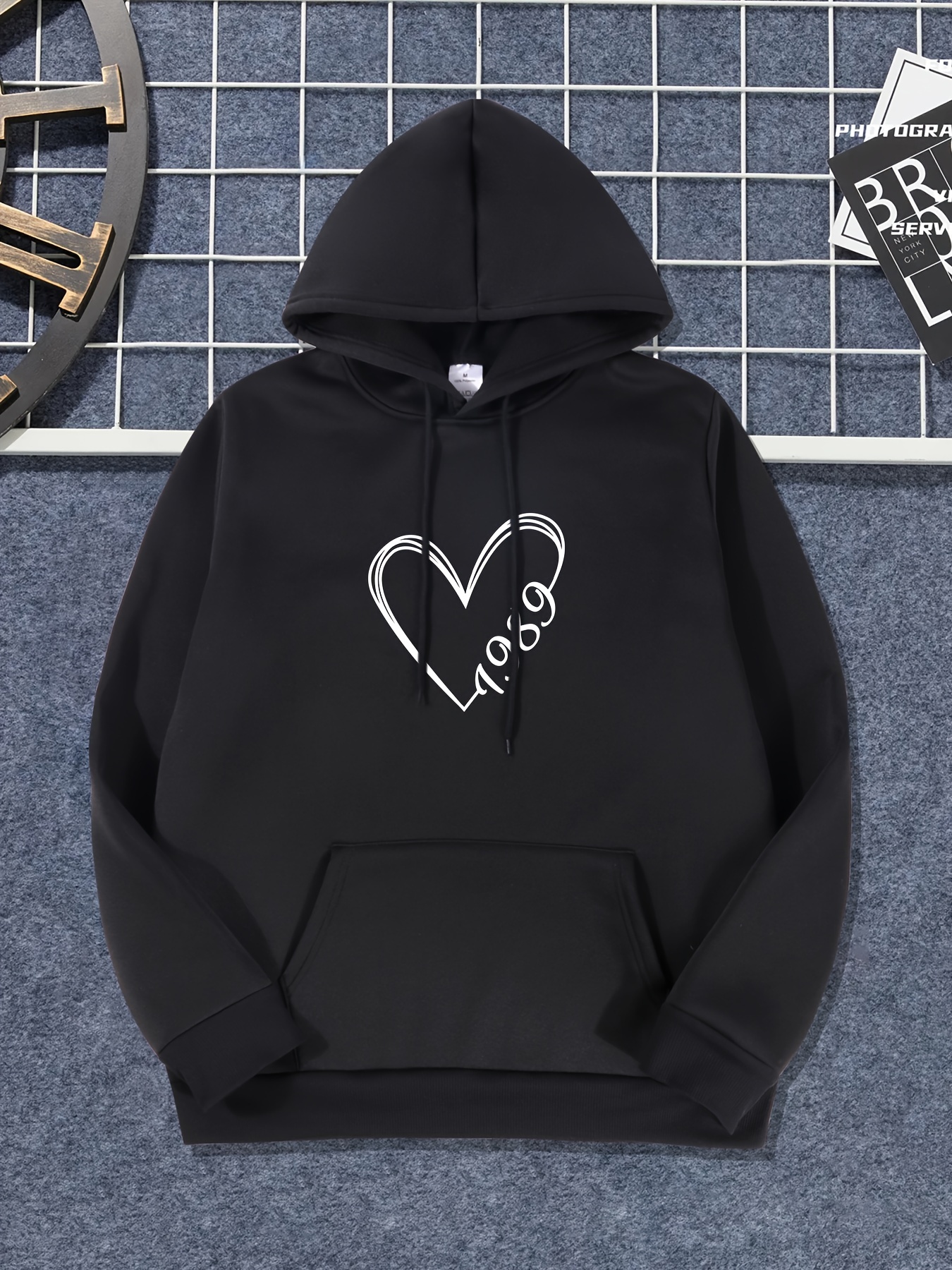 Love Hear Print Kangaroo Pocket Hoodie Casual Long Sleeve - Temu Ireland