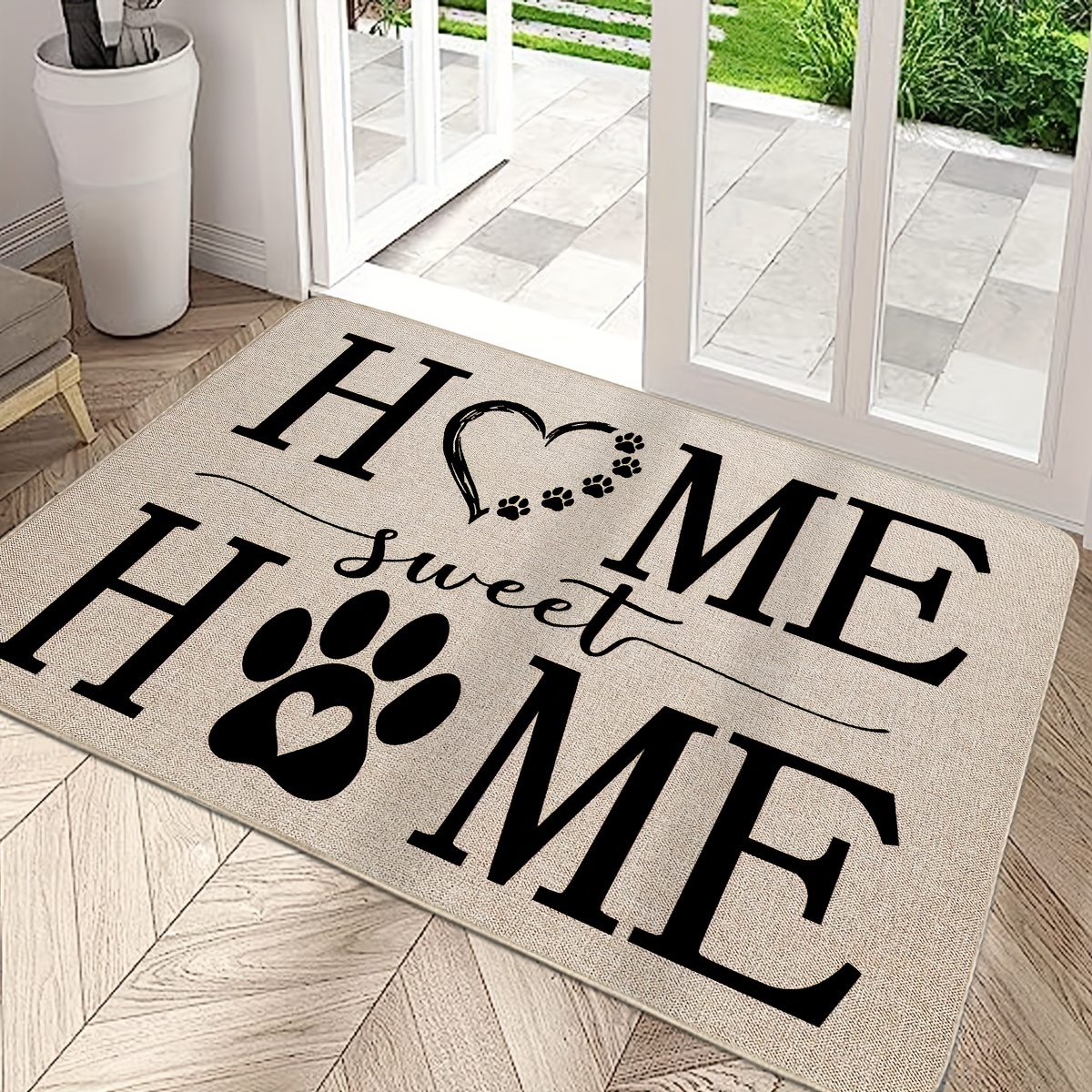 Love Cat Paw Print Rug Letter Print Welcome Carpet Rug - Temu Australia