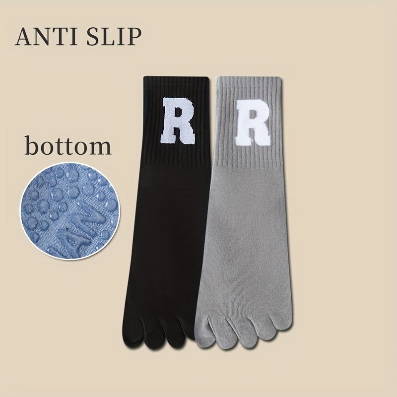 Letter Print Toe Socks Non slip Yoga Pilates Tube Socks - Temu Australia