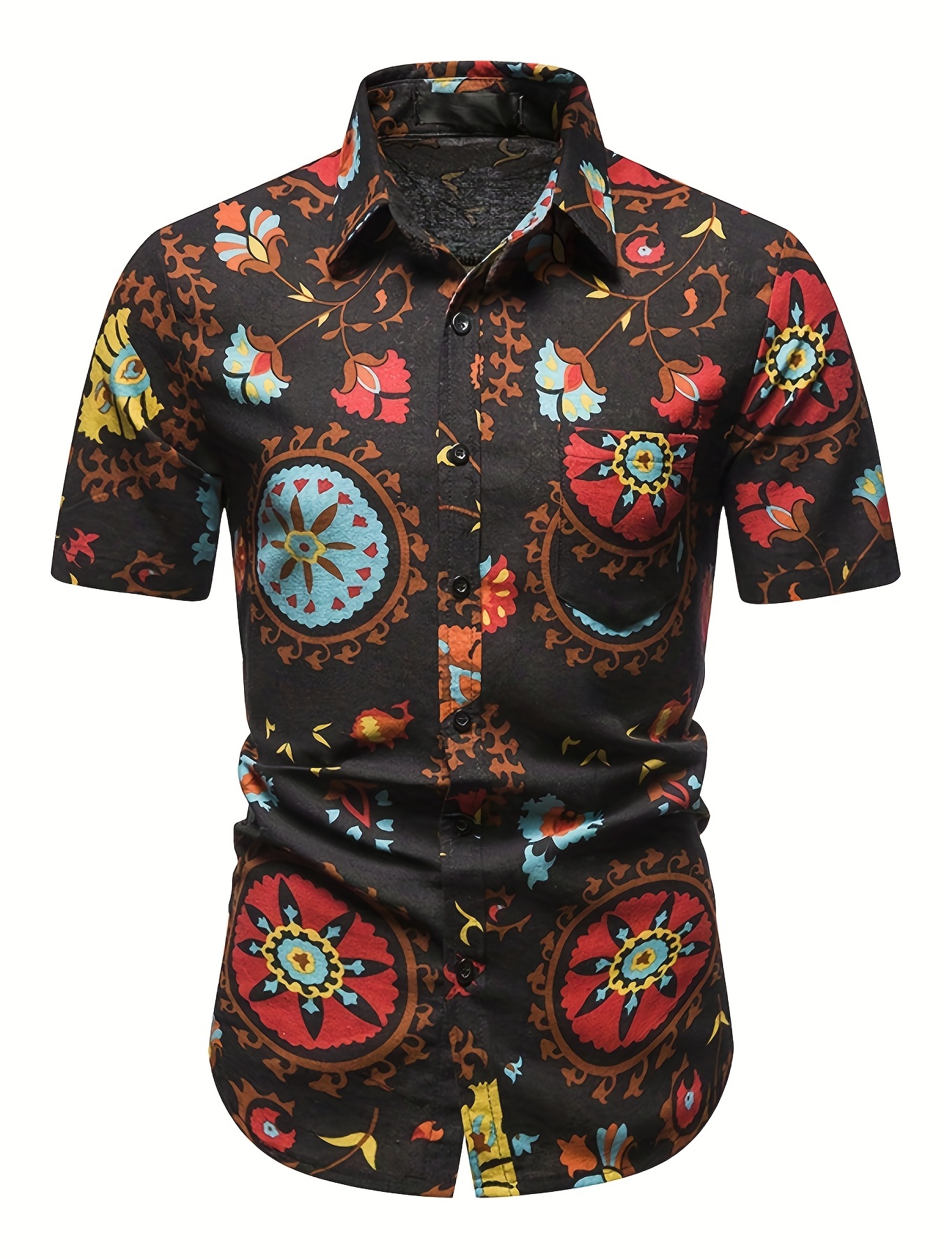 Plus Size Men's Hawaiian Shirts For Beach, Comfy Flower Allover Printed ...