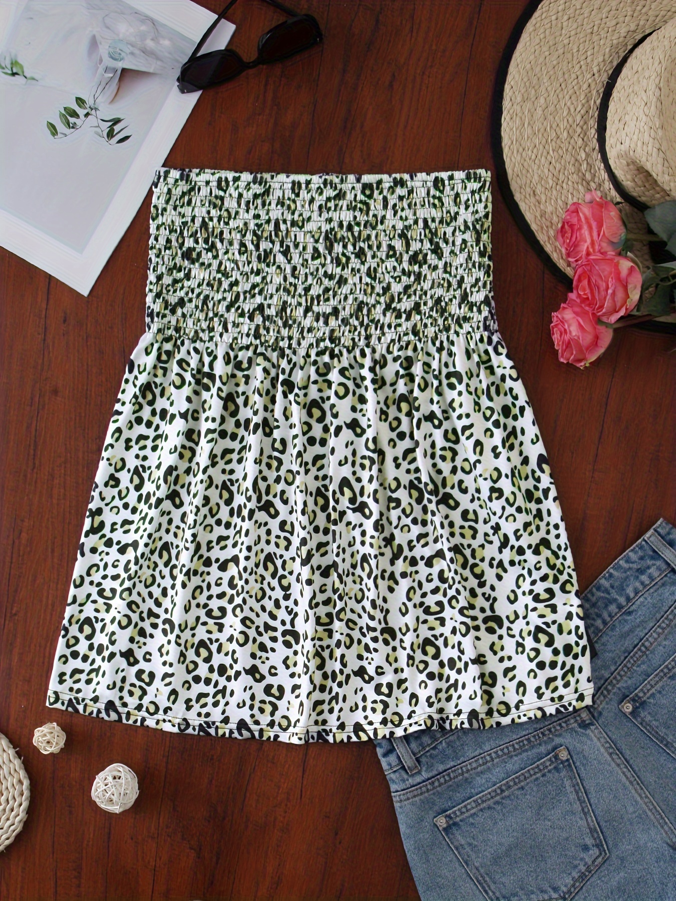 Leopard Print Tube Top Casual Backless Women's - Temu