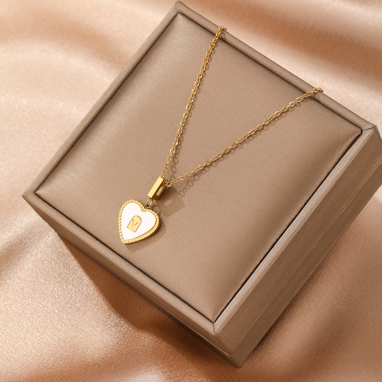 Golden Stainless Steel Fashion Shell Love Letter Trend - Temu United ...