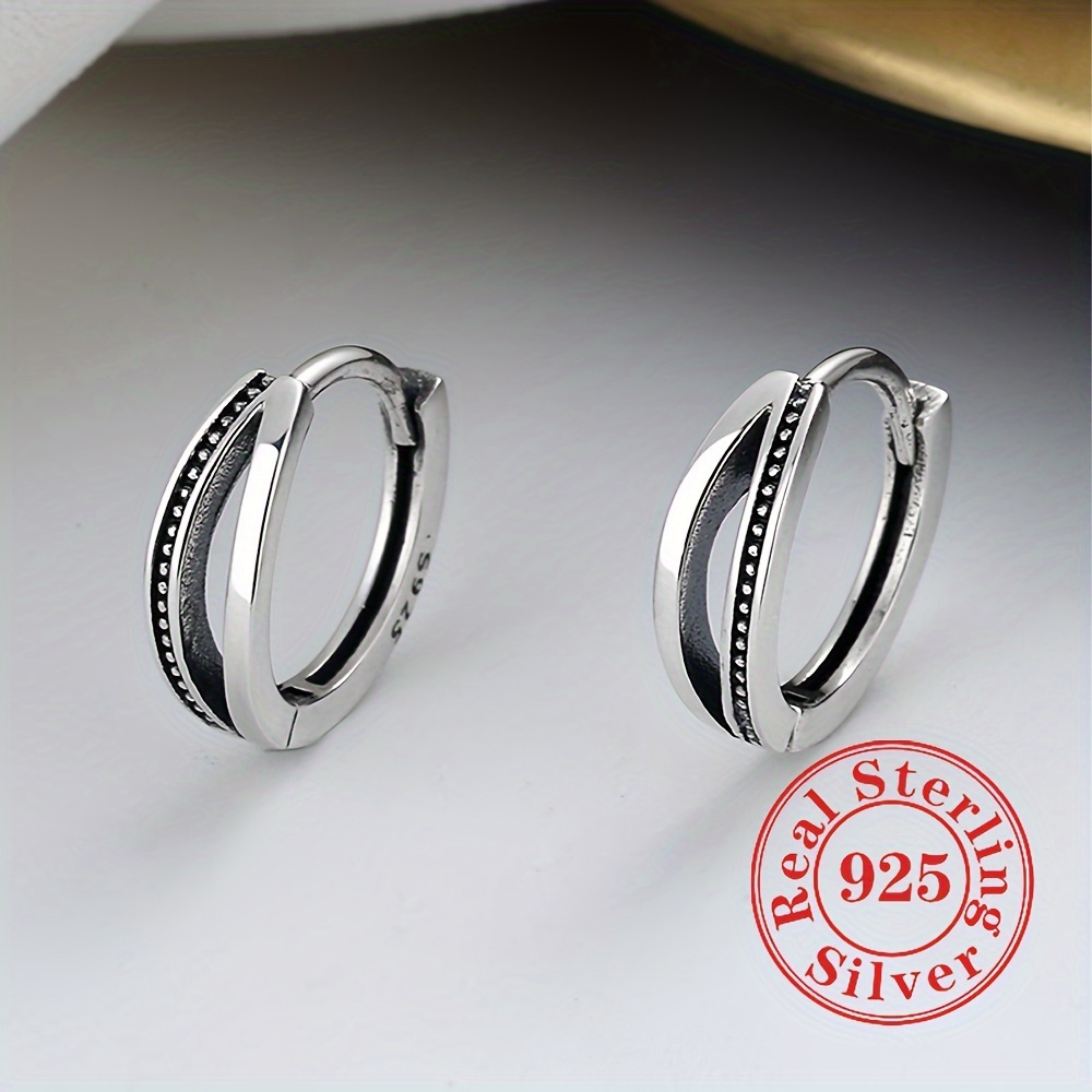 1ペアS925スターリングシルバービンテージホローフープイヤリングミニマリストフープイヤリング女性と女の子のための日常と - Temu Japan