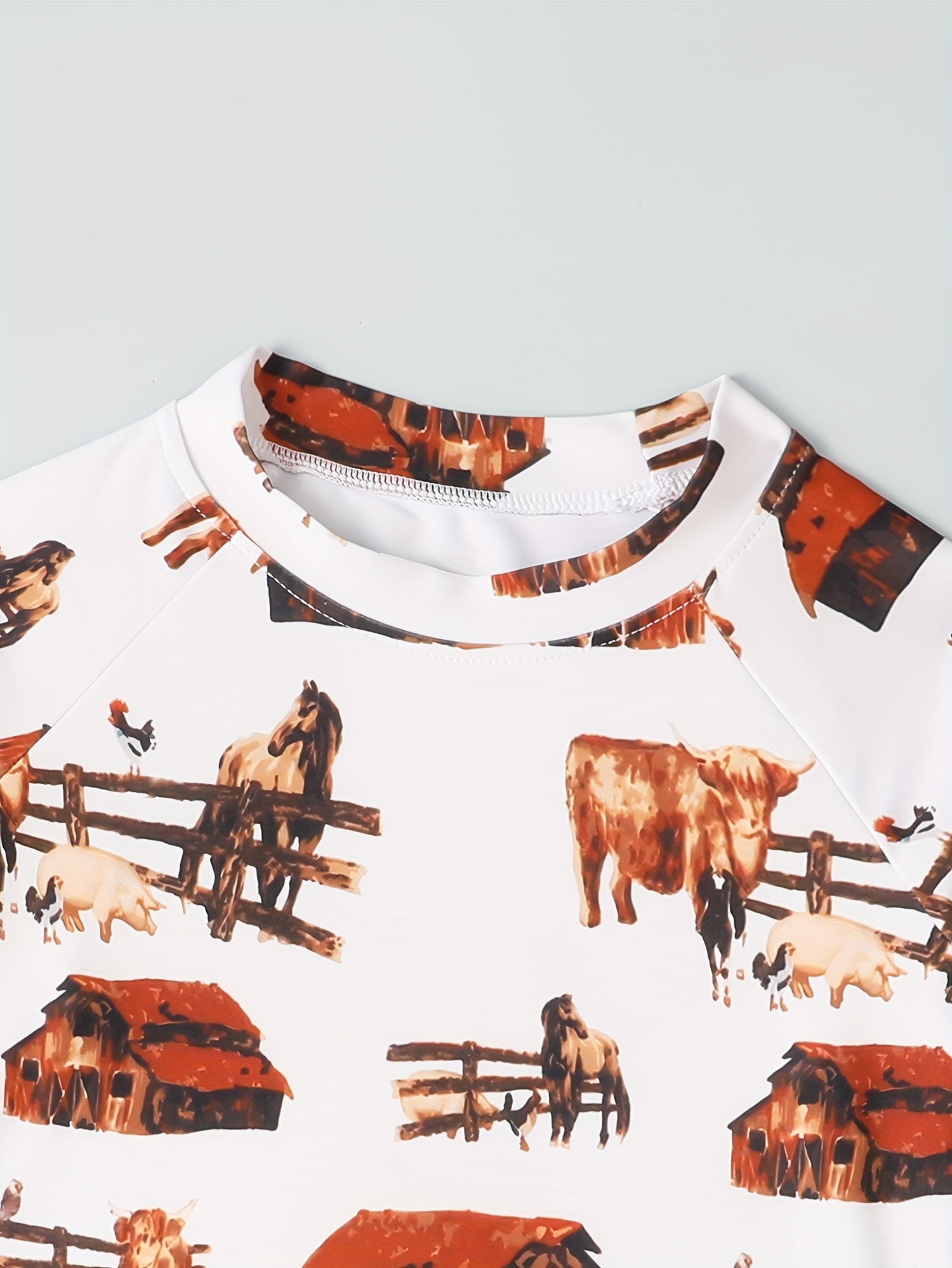 farm animal pattern swimsuit boys long sleeve - Temu
