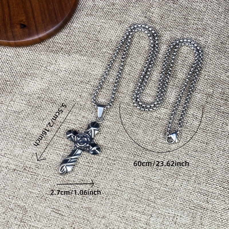 Black Stainless Steel Cross Necklace, For Men And Women - Temu United ...