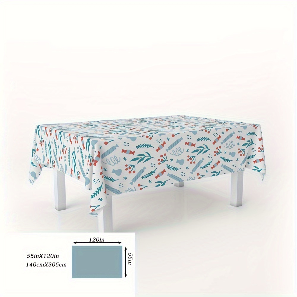 Polyester Tablecloth Merry Christmas Theme Table Cover Pine - Temu Canada
