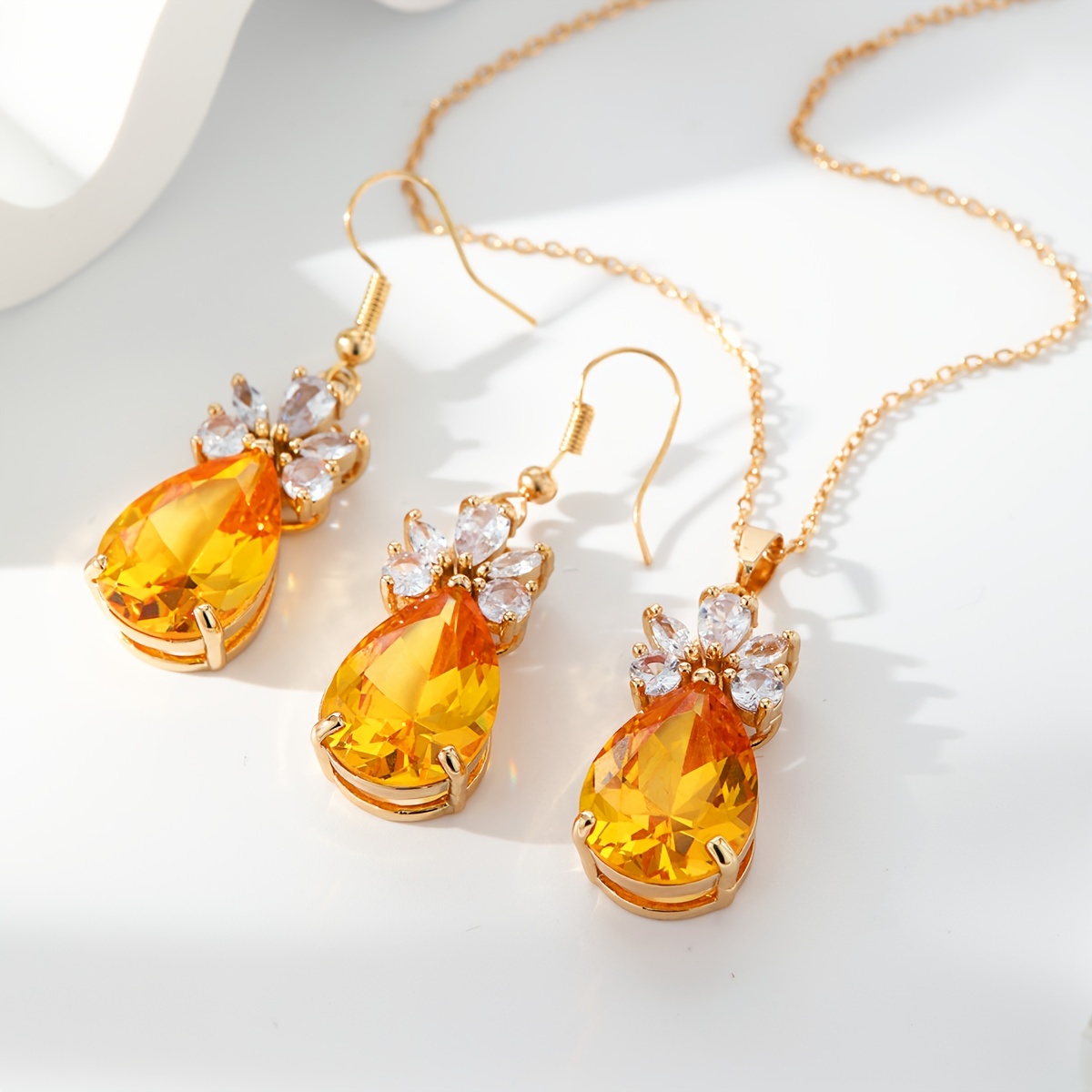 Earrings Plus Necklace Fashion Jewelry Set Inlaid - Temu Canada