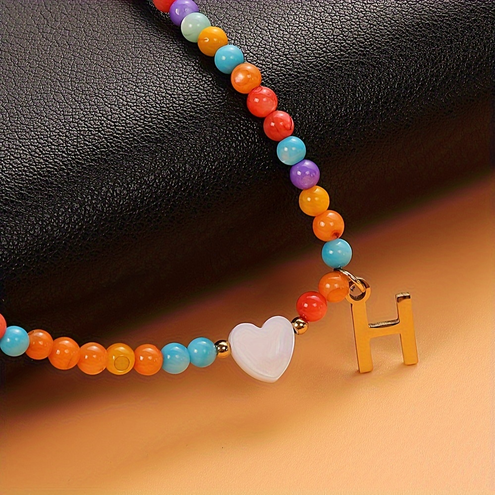 Colorful Shell Ball Design Necklace Initial English Letter - Temu ...