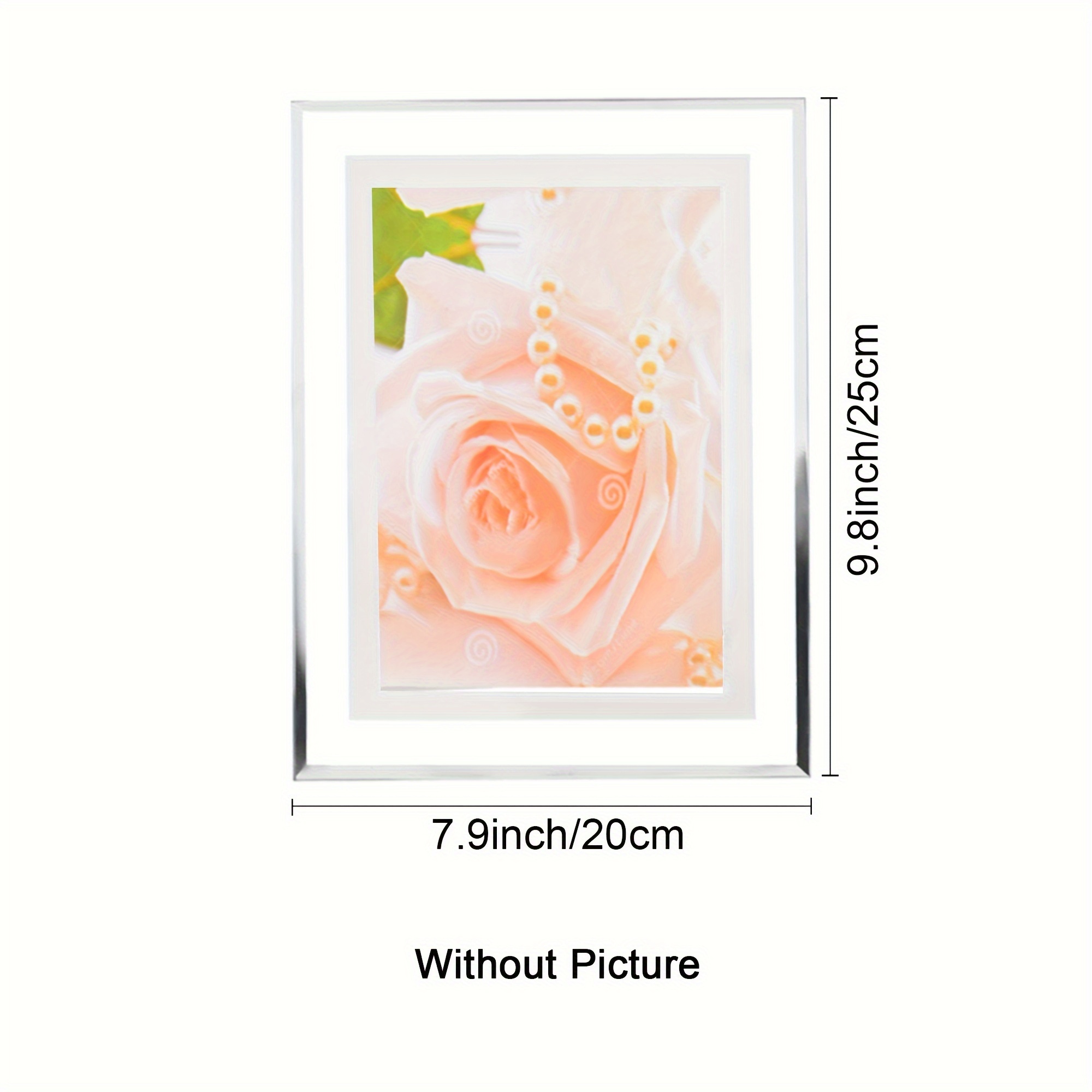 Crystal Photo Frame Glass Mirror Sparkling Silvery Border - Temu United ...