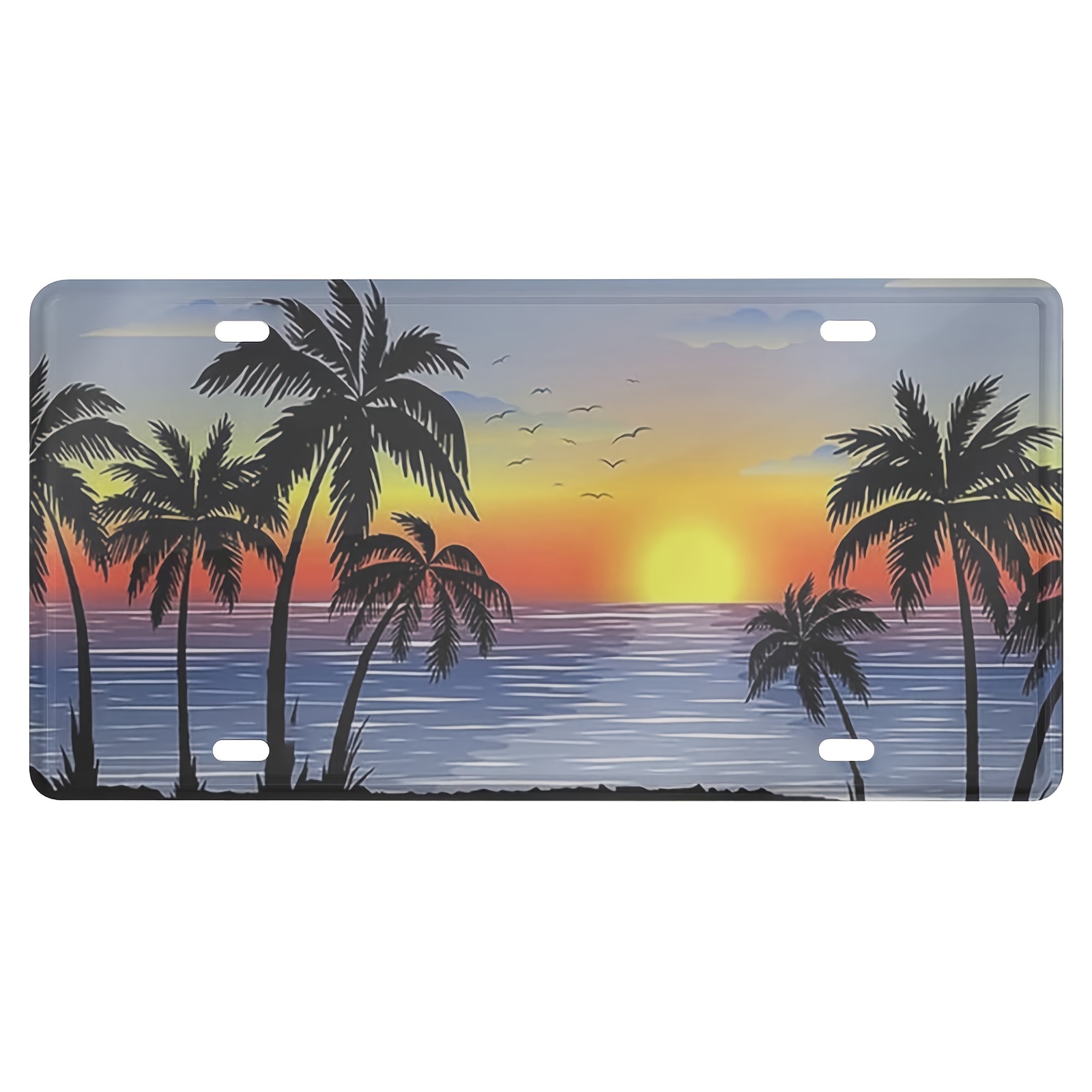 Tropical Palm Trees License Plate, Sunset Summer Decorative License ...