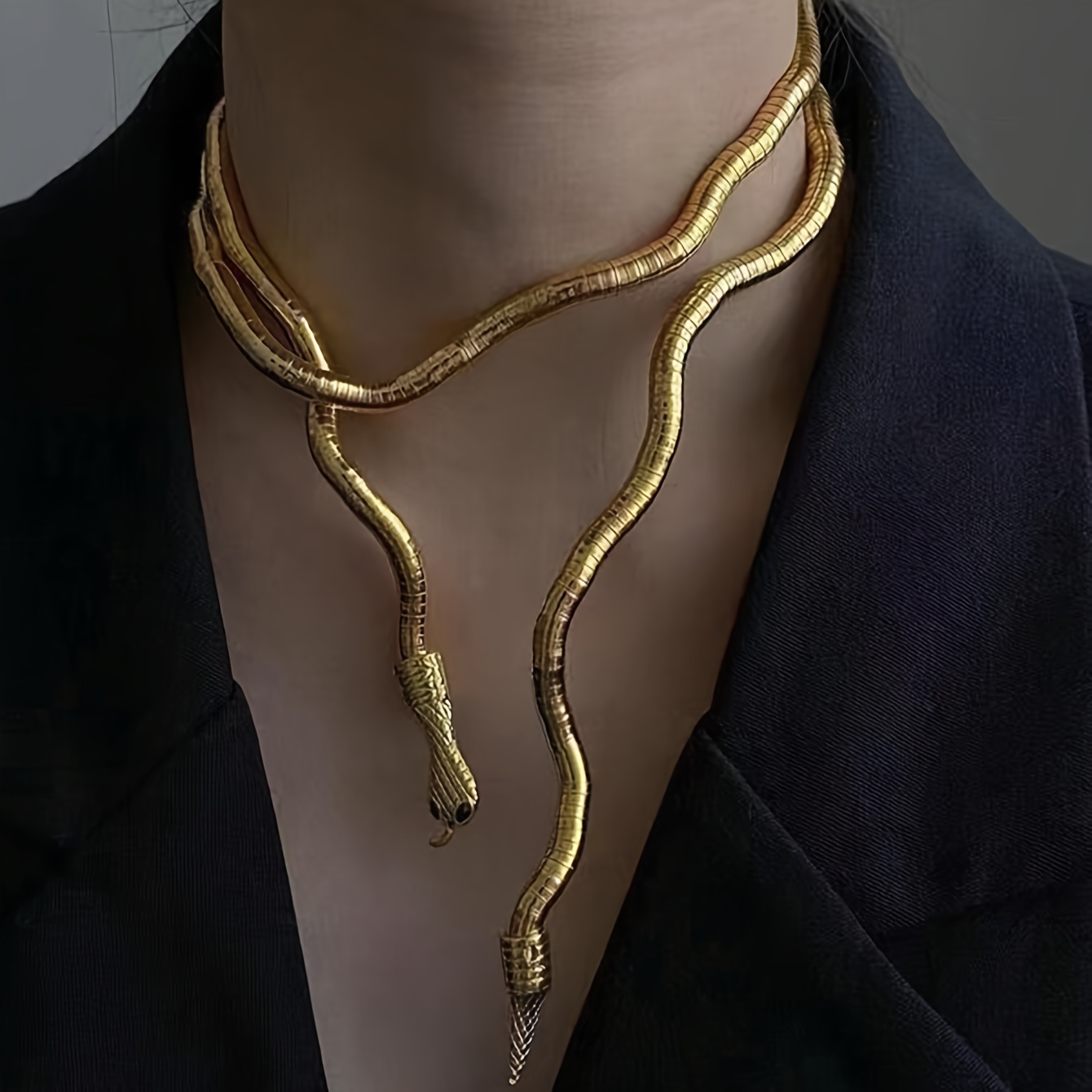 Unisex Alloy Snake Long Necklace For Men - Temu Australia