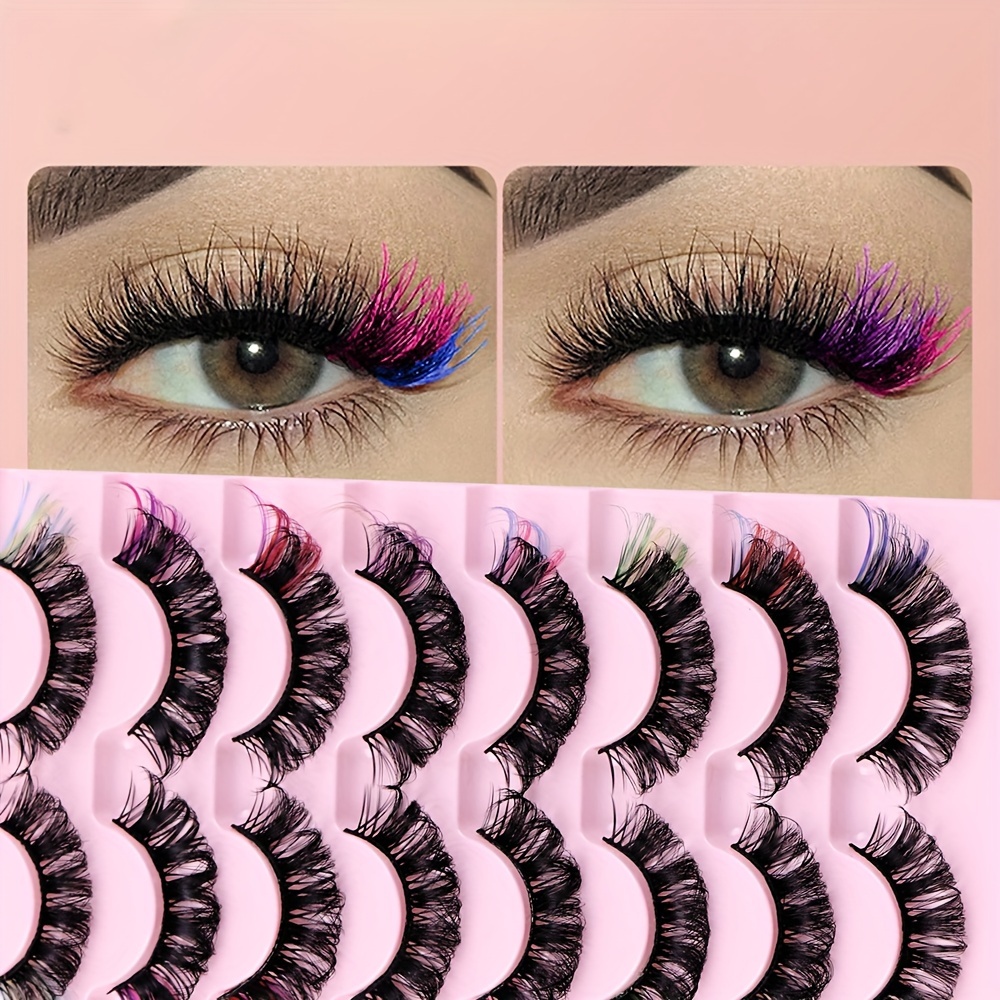 Colored False Eyelashes Natural Look Fluffy Lashes Pack D - Temu Ireland