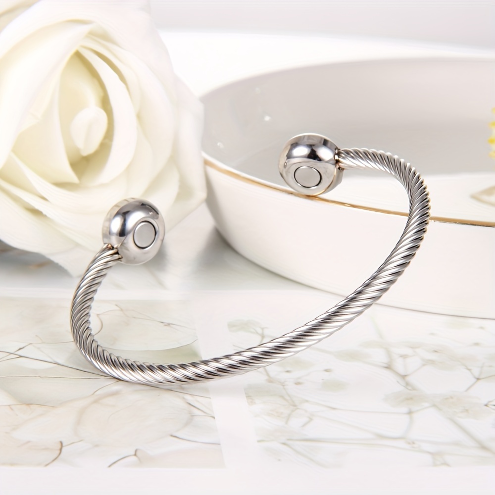 1pc Magnetic Bracelet Cuff Twisted Cable Stainless Steel Bangle Magnetic Bracelets Elegant Golf ...