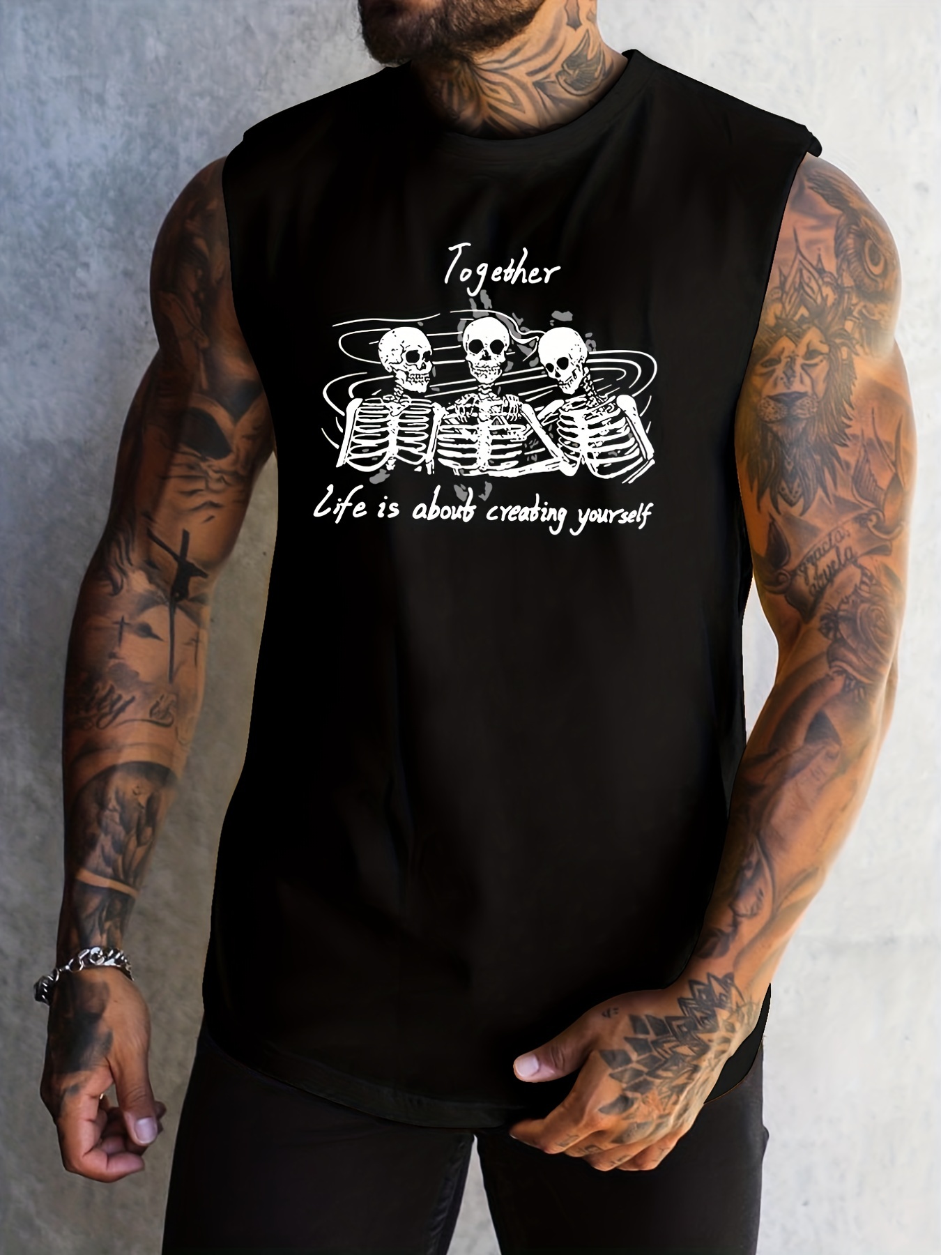 'together Life Creating ' Skeleton Round Neck Breathable - Temu Norway