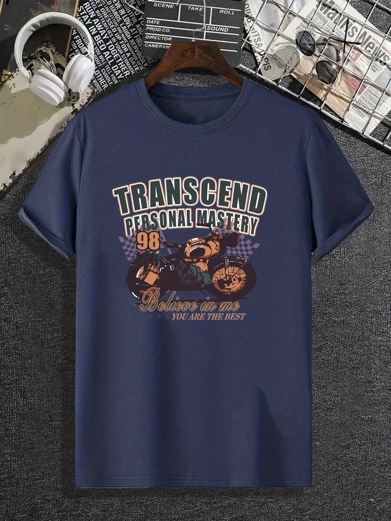 夏に向けた で快適なメンズ服、バイクプリントのグラフィックtシャツ Temu Japan