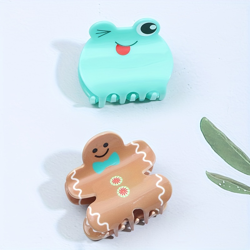 Cartoon Frog Gingerbread Man Pattern Hair Claw Clips Nonslip - Temu Ireland