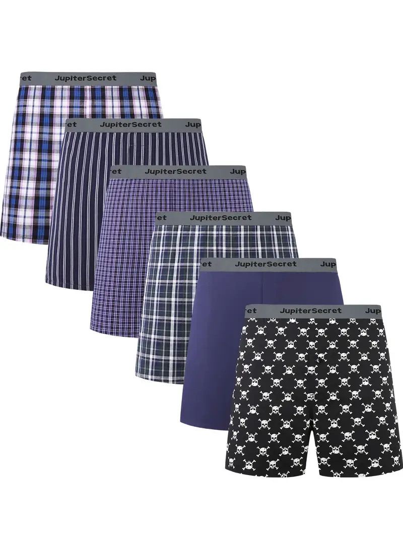 Jupitersecret 6pcs Mens Cotton Comfortable Boxers Briefs Underwear