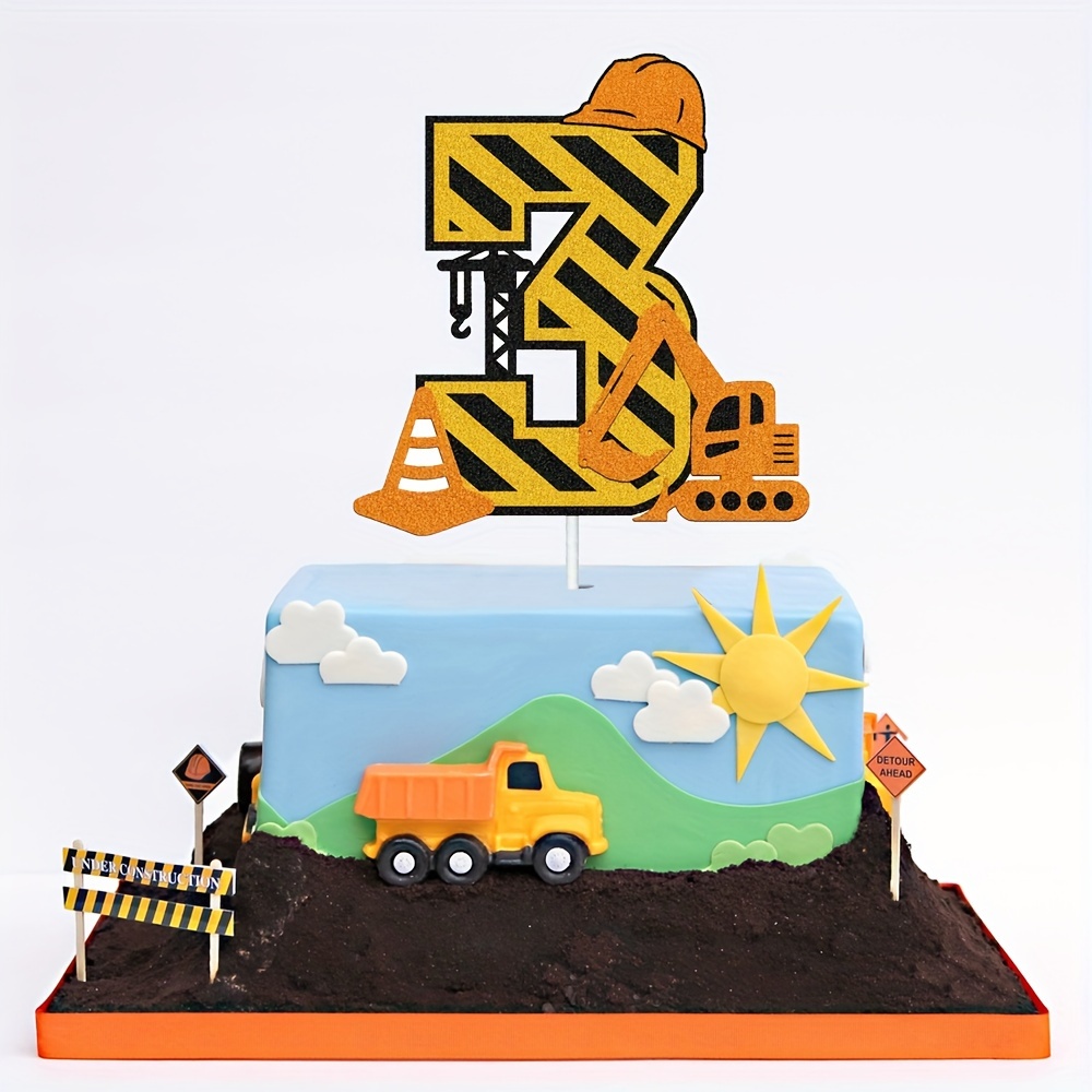 Construction Theme Party Birthday Number Cake Topper Truck - Temu Australia
