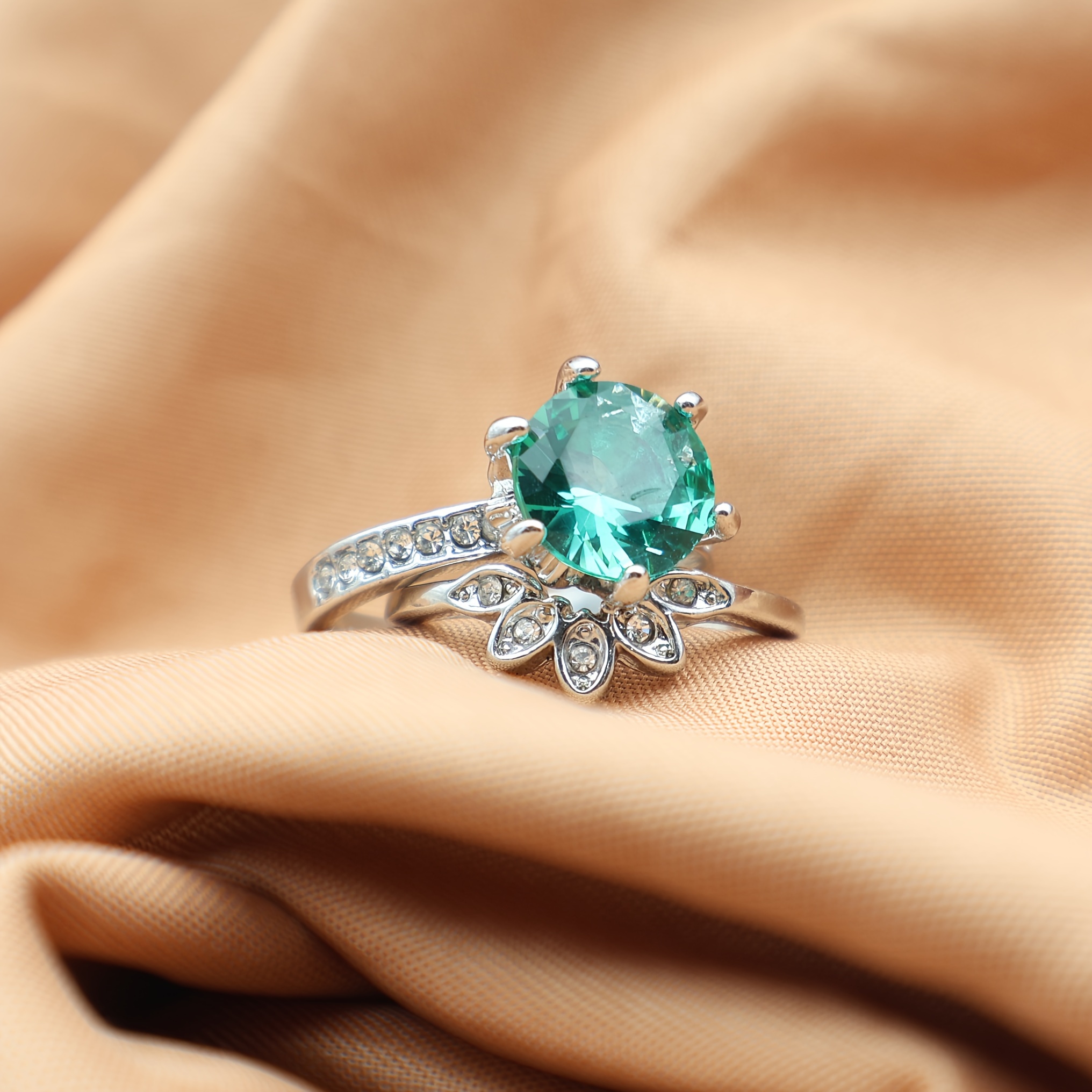 Men's Trendy Rings Simple Green Zirconia Ring Daily Wear - Temu United ...