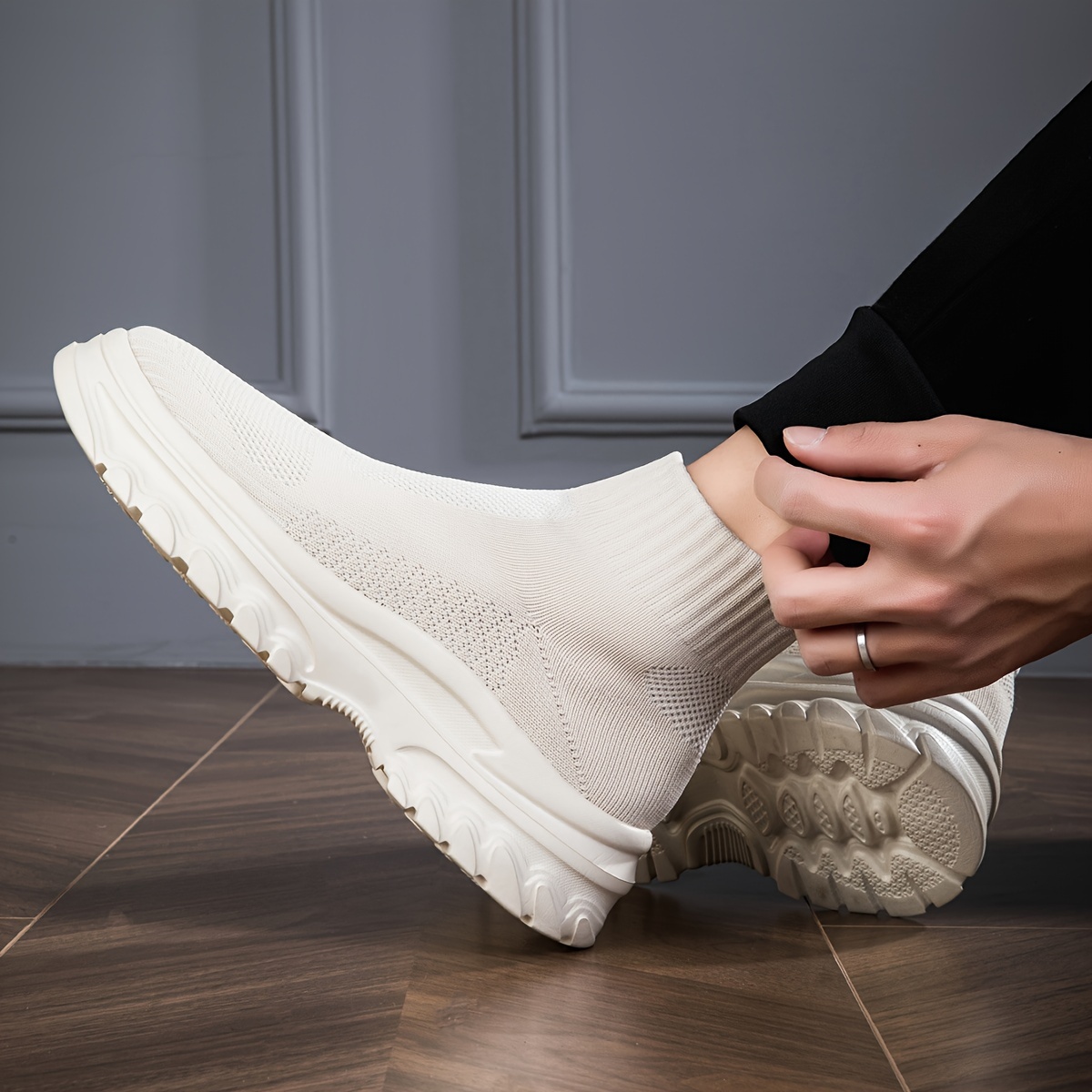 Men's Trendy Slip On Sock Shoes Breathable Woven - Temu New Zealand