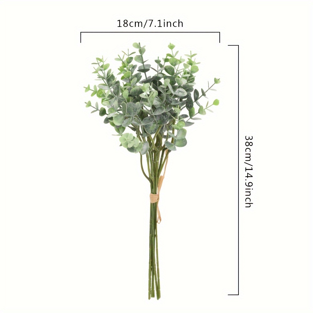 18pcs Artificial Eucalyptus Leaf Stem Silvery Dollar Green Branch Real ...
