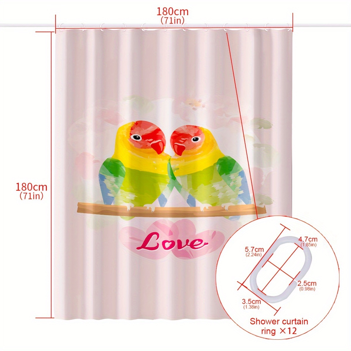 Lovebird Printed Shower Curtain Set Waterproof Bathroom - Temu New Zealand
