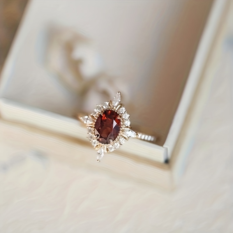 Red Synthetic Gemstone Ring 925 Sterling Silver Ring Men - Temu United ...